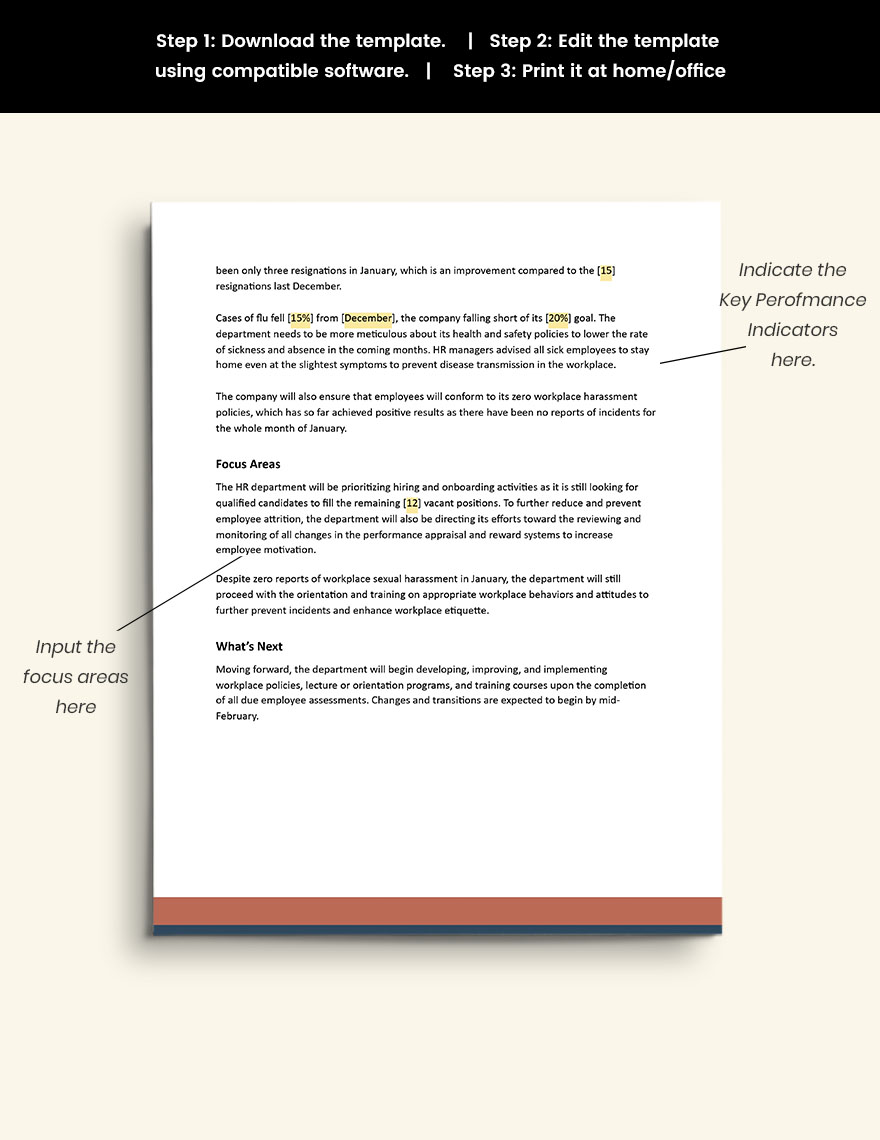HR Monthly Report Template Google Docs Word Apple Pages Template