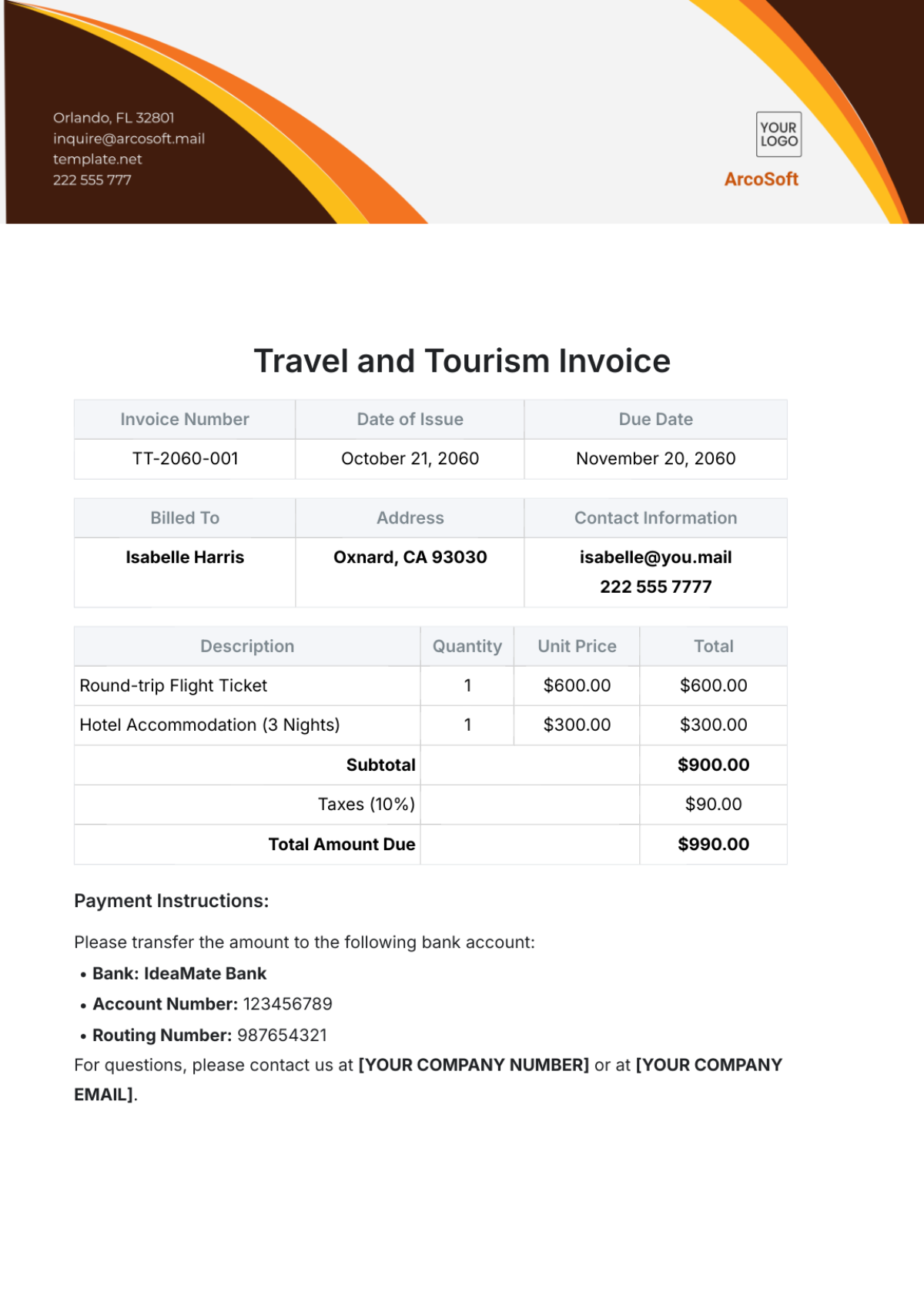Travel Agency Bill Format Excel Free Infoupdate