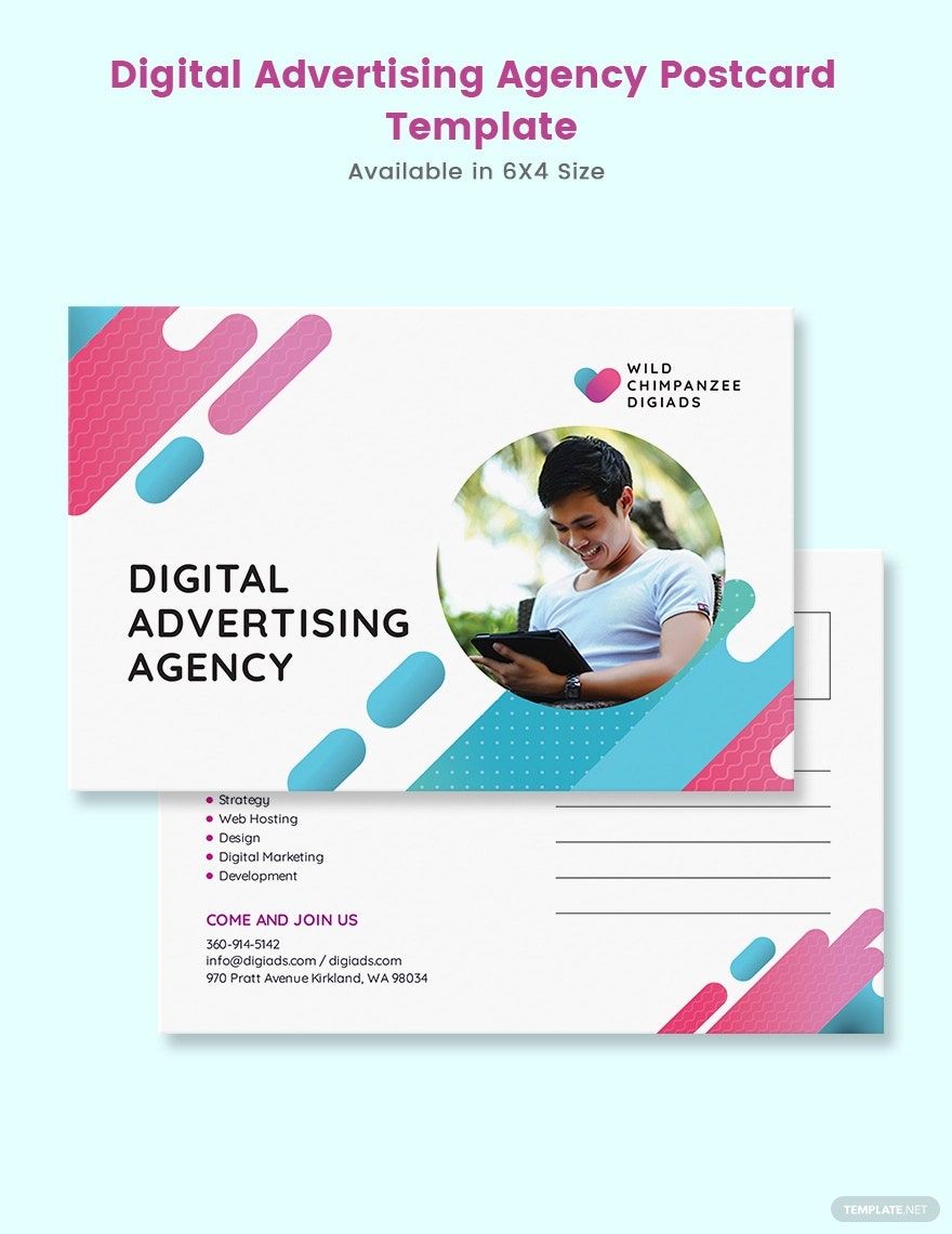 Digital Advertising Agency Postcard Template Download In Word 