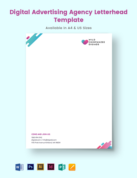 Creative Advertising Agency Letterhead Template - Illustrator, Word ...
