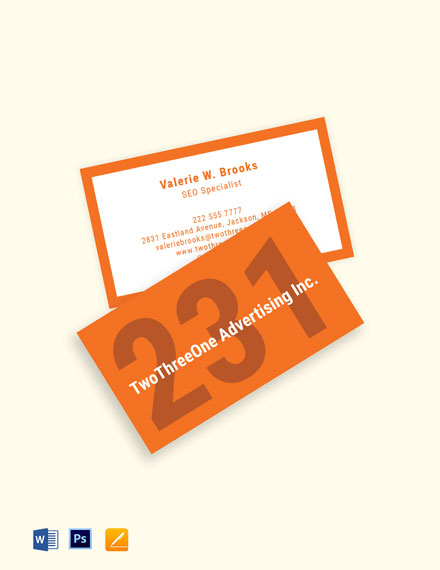 Free Sample Advertising Agency Business Card Template - Word, PSD ...