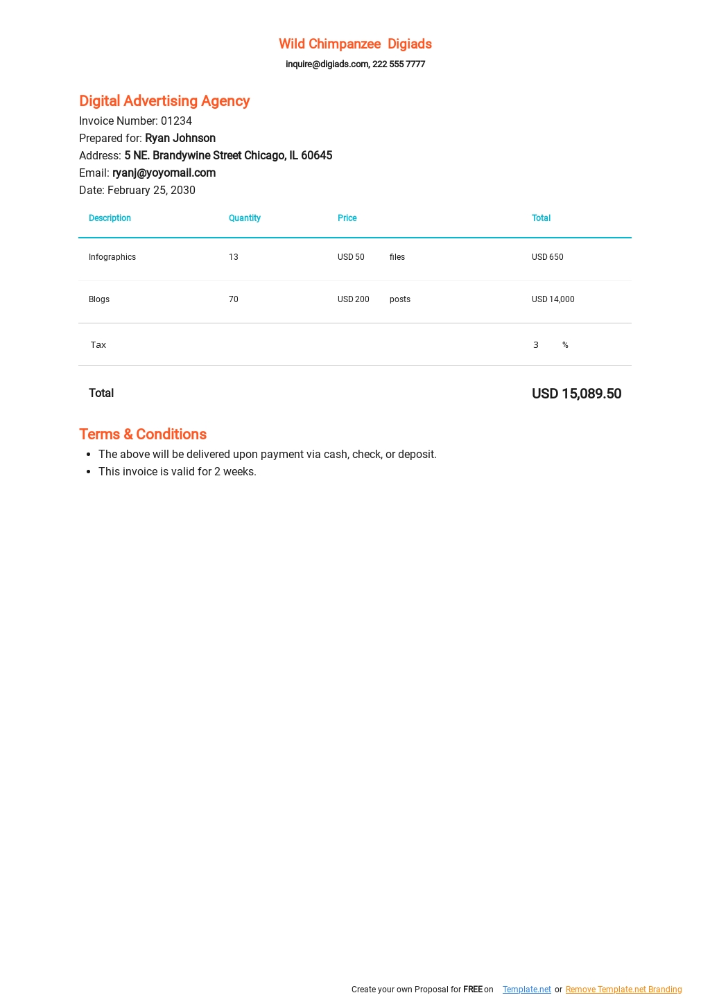 SEO Invoice Template