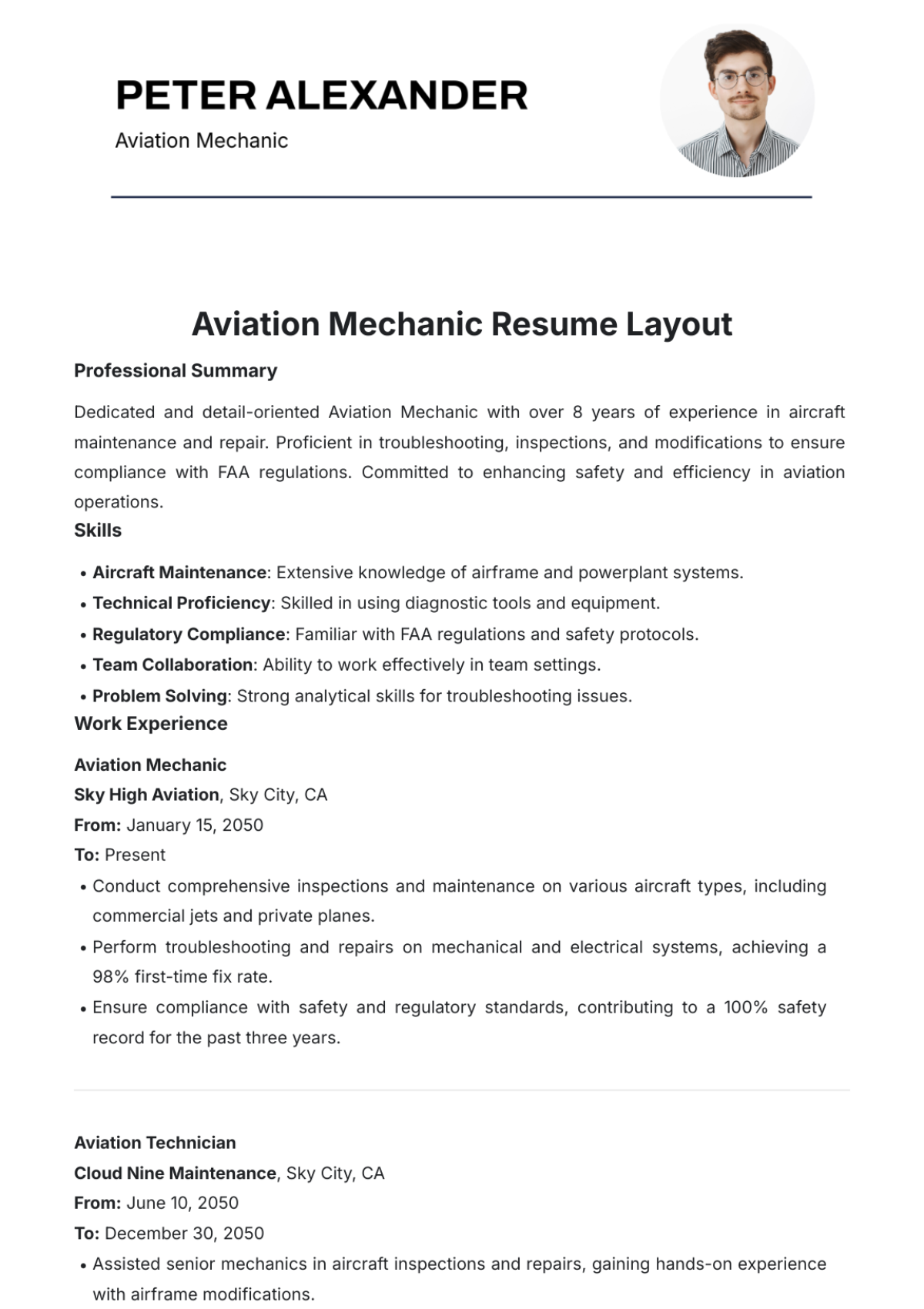 Free Aviation Mechanic Resume Layout Template Edit Online Download Free Aviation Mechanic Resume Layout Template Edit Online Download