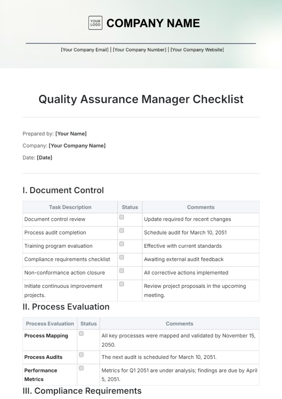 Page 15 Free Checklist Templates Editable And Printable