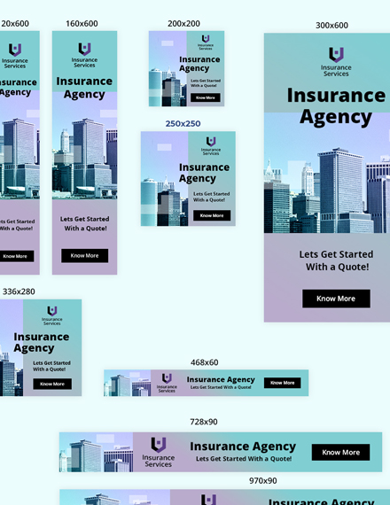 Insurance Agency Web Ads Template - PSD | Template.net