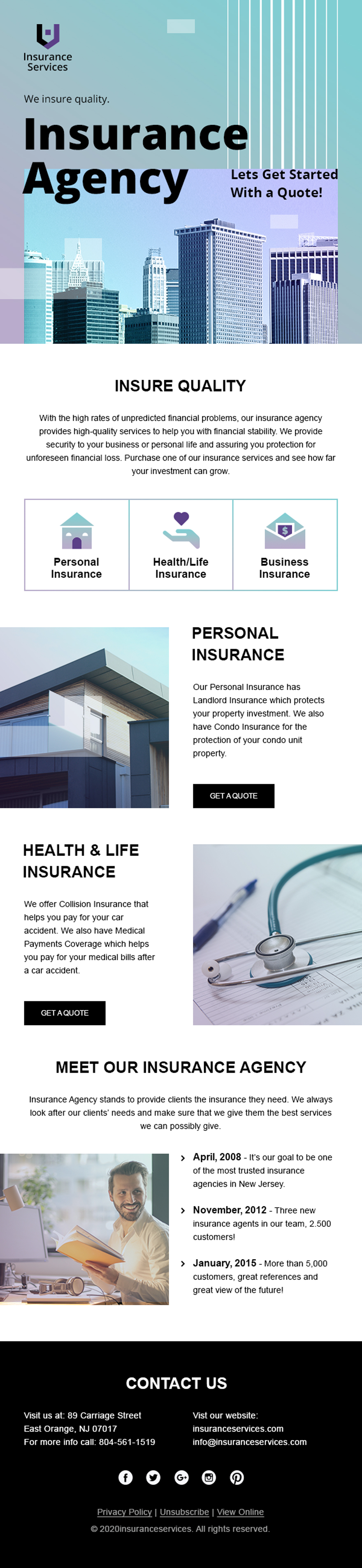 Insurance Agency Email Newsletter Template - PSD | Template.net