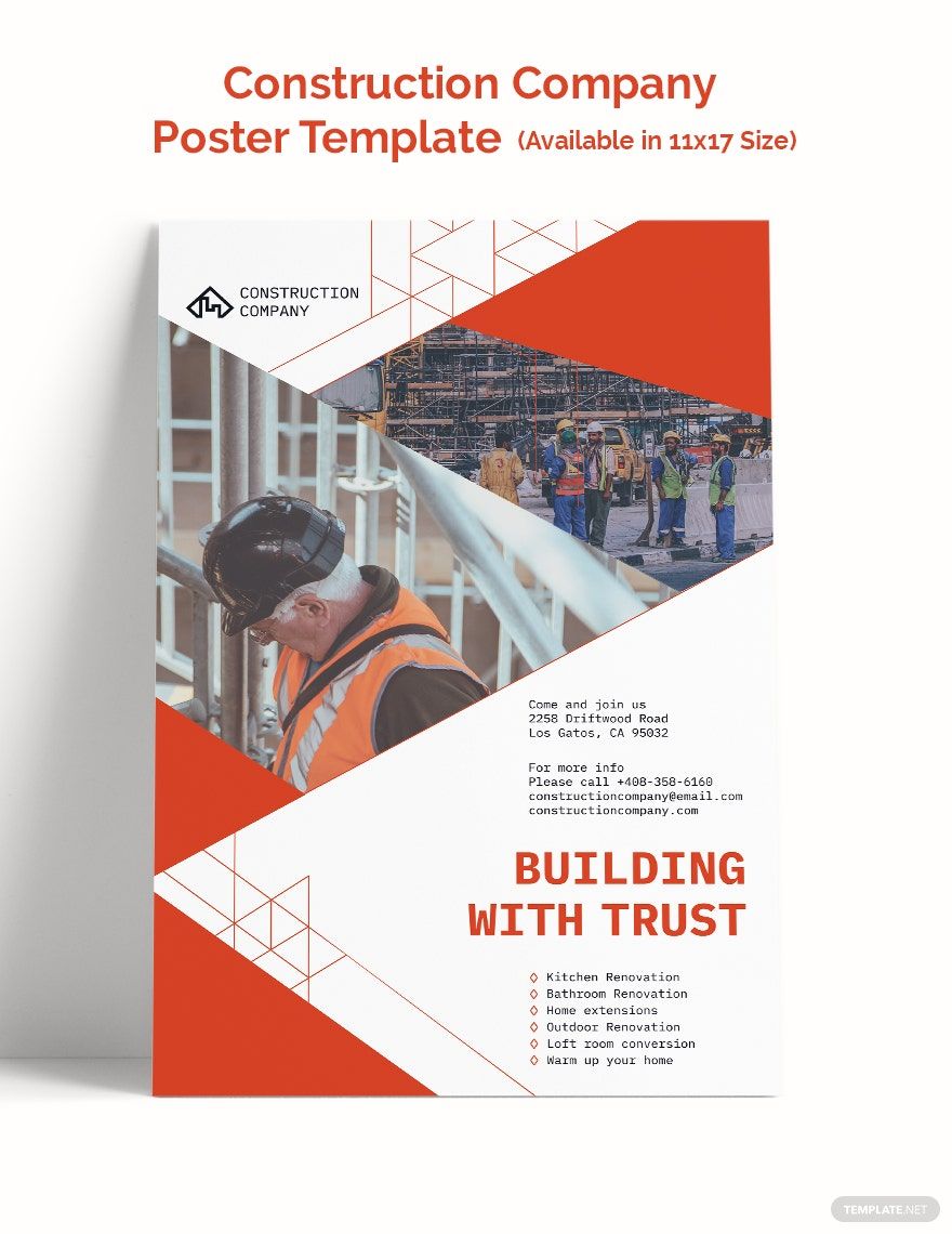 Construction Company Poster Template In PSD InDesign Illustrator