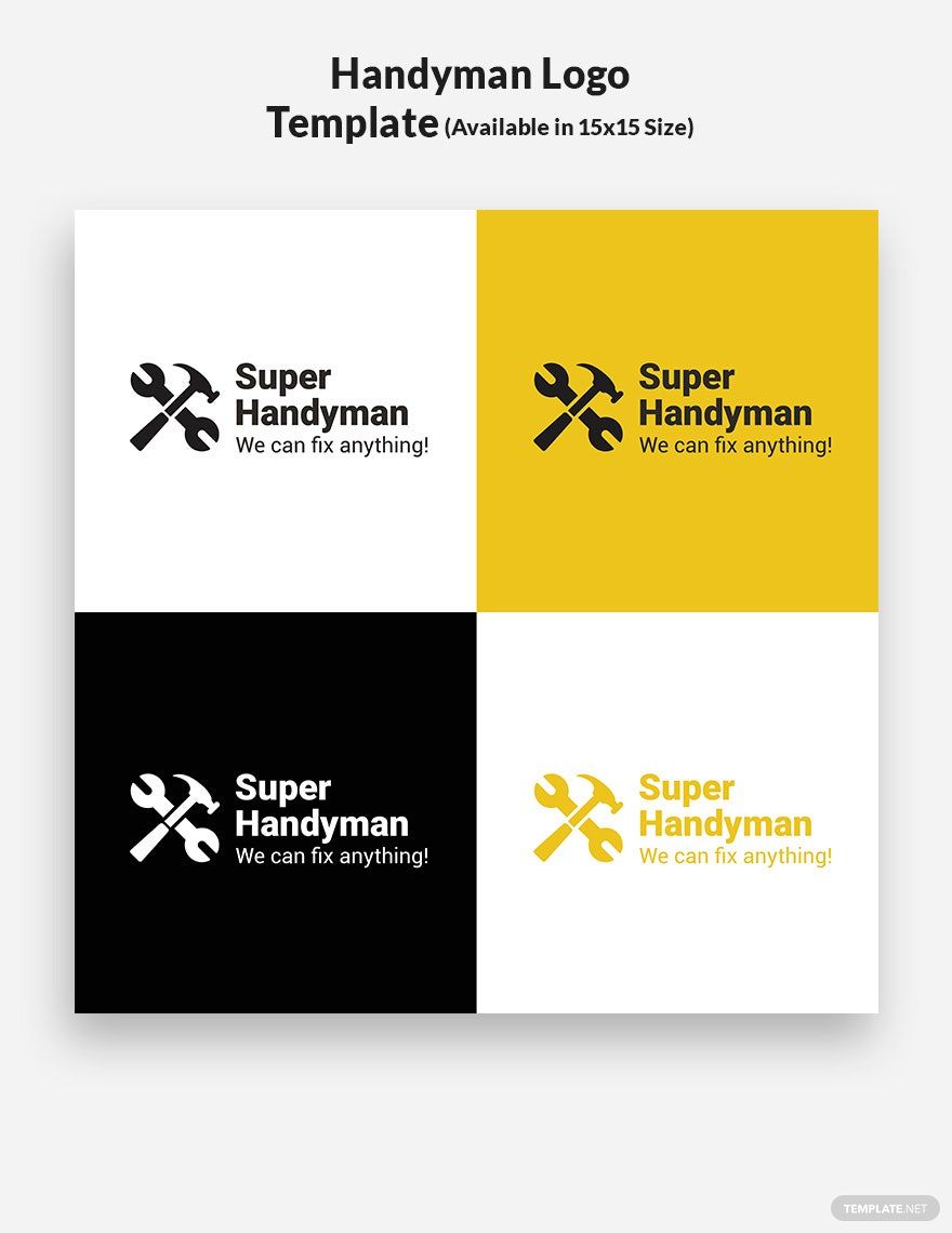 Handyman Logo Template Illustrator InDesign Word Apple Pages PSD 