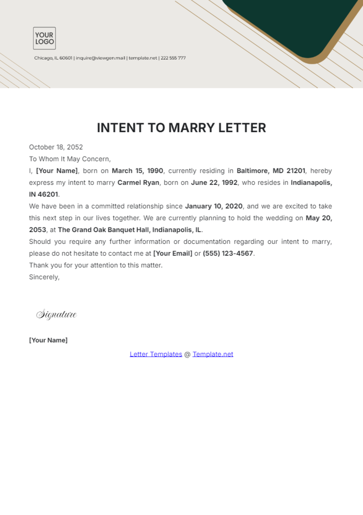 Statement Of Intent To Marry Template Infoupdate Statement Of Intent To Marry Template Infoupdate