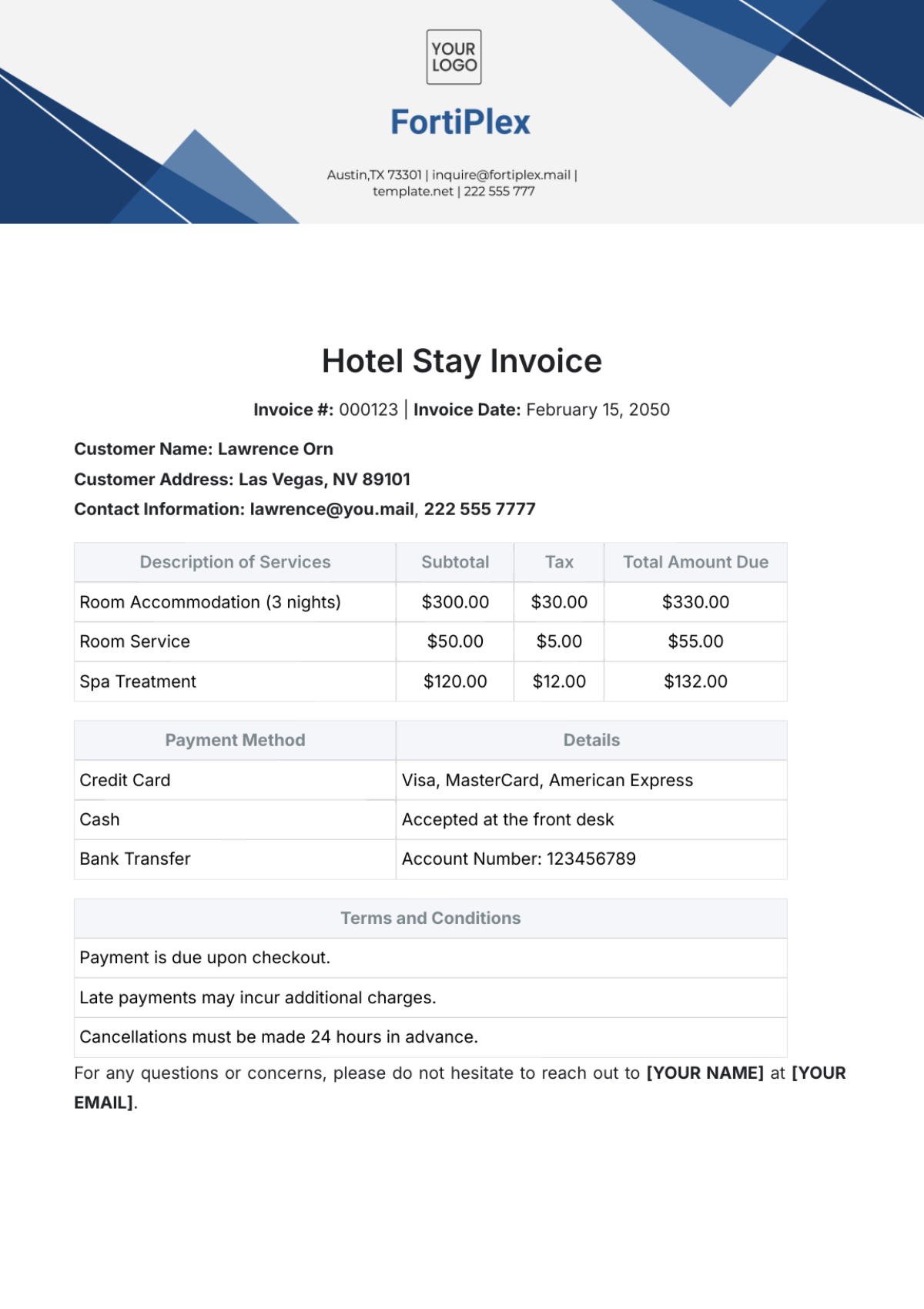 Free Accommodation Invoice Template To Edit Online Free Accommodation Invoice Template To Edit Online