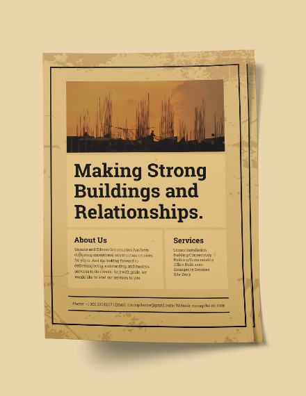 Vintage Construction Marketing Flyer Template - Word | PSD | InDesign ...