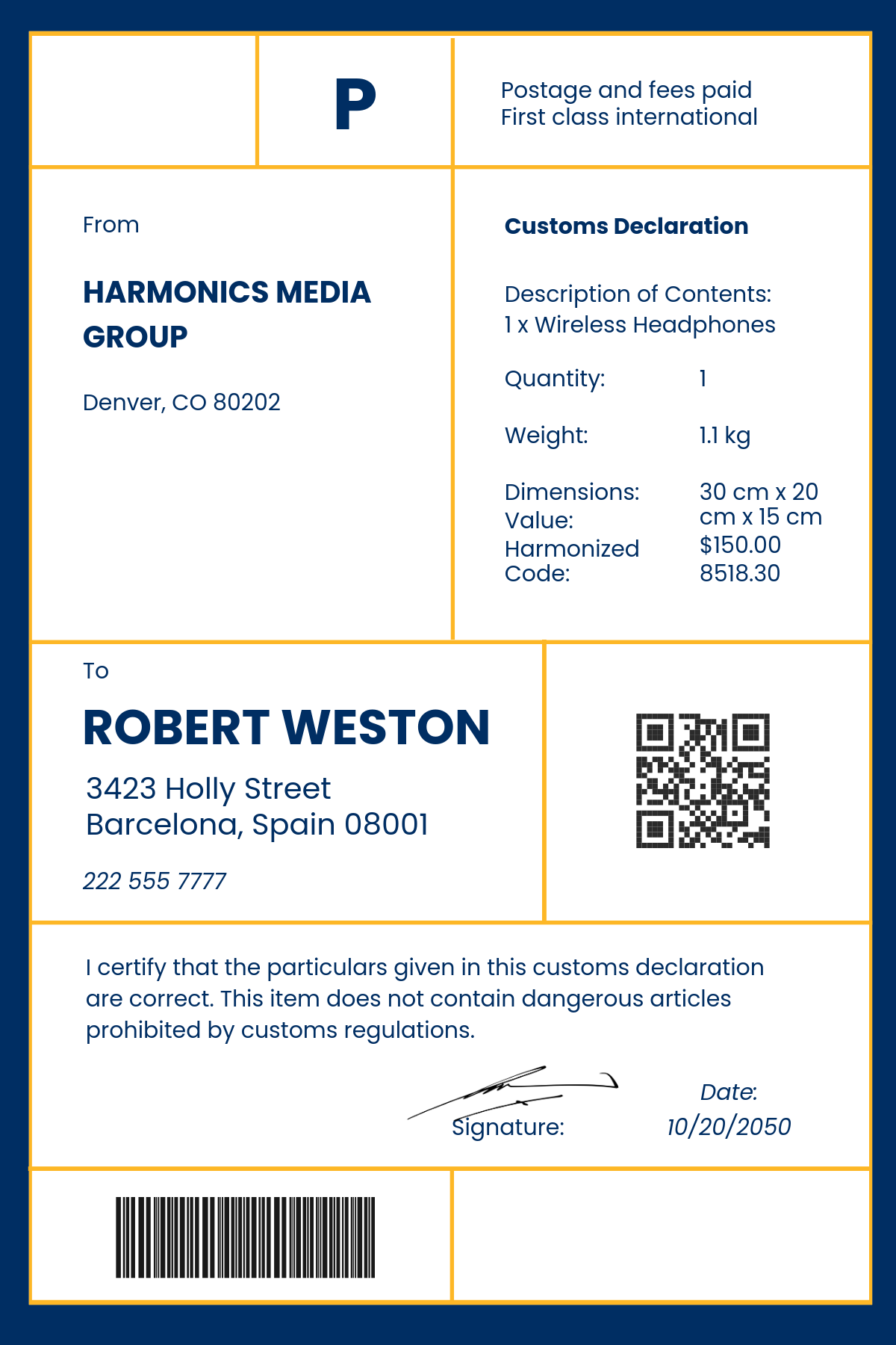 Free International Shipping Label Template To Edit Online
