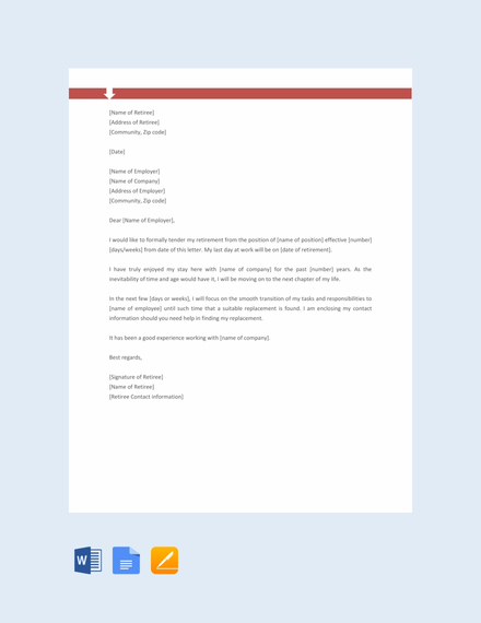 FREE Retirement Letter Example: Download 1440+ Letters in Word, Apple ...