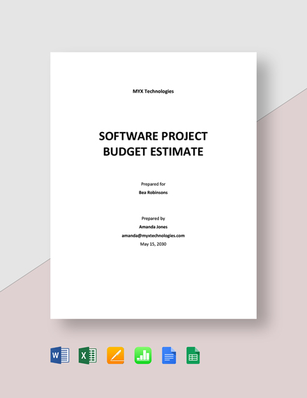 Simple Software Estimate Template - Google Docs, Google Sheets, Excel, Word, Apple Numbers ...