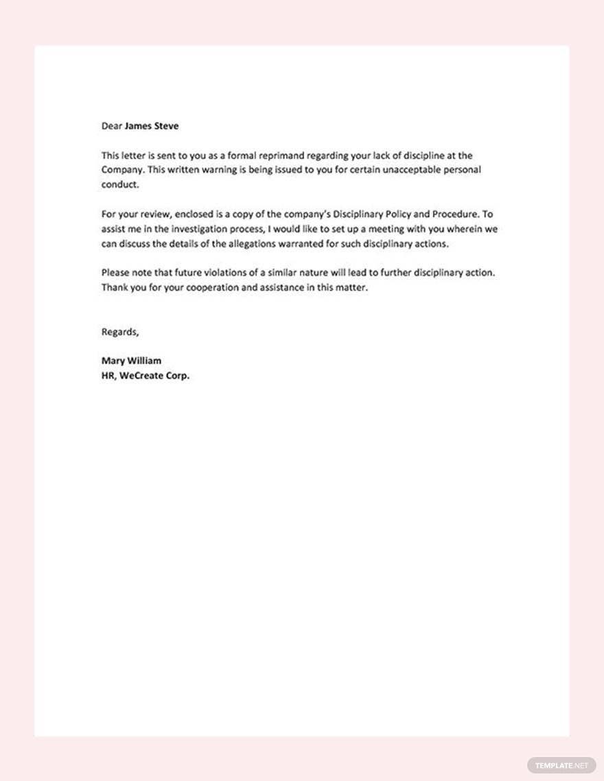 Disciplinary Action Letter Template