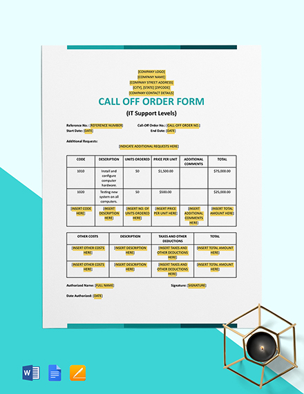 Purchase Order Format Template [Free PDF] - Word (DOC) | Excel | Apple ...