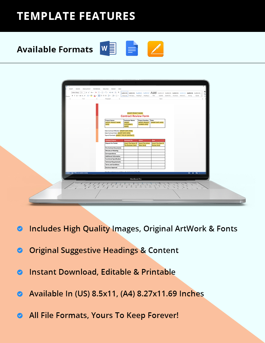 Contract Review Form Template - Google Docs, Word, Apple Pages ...