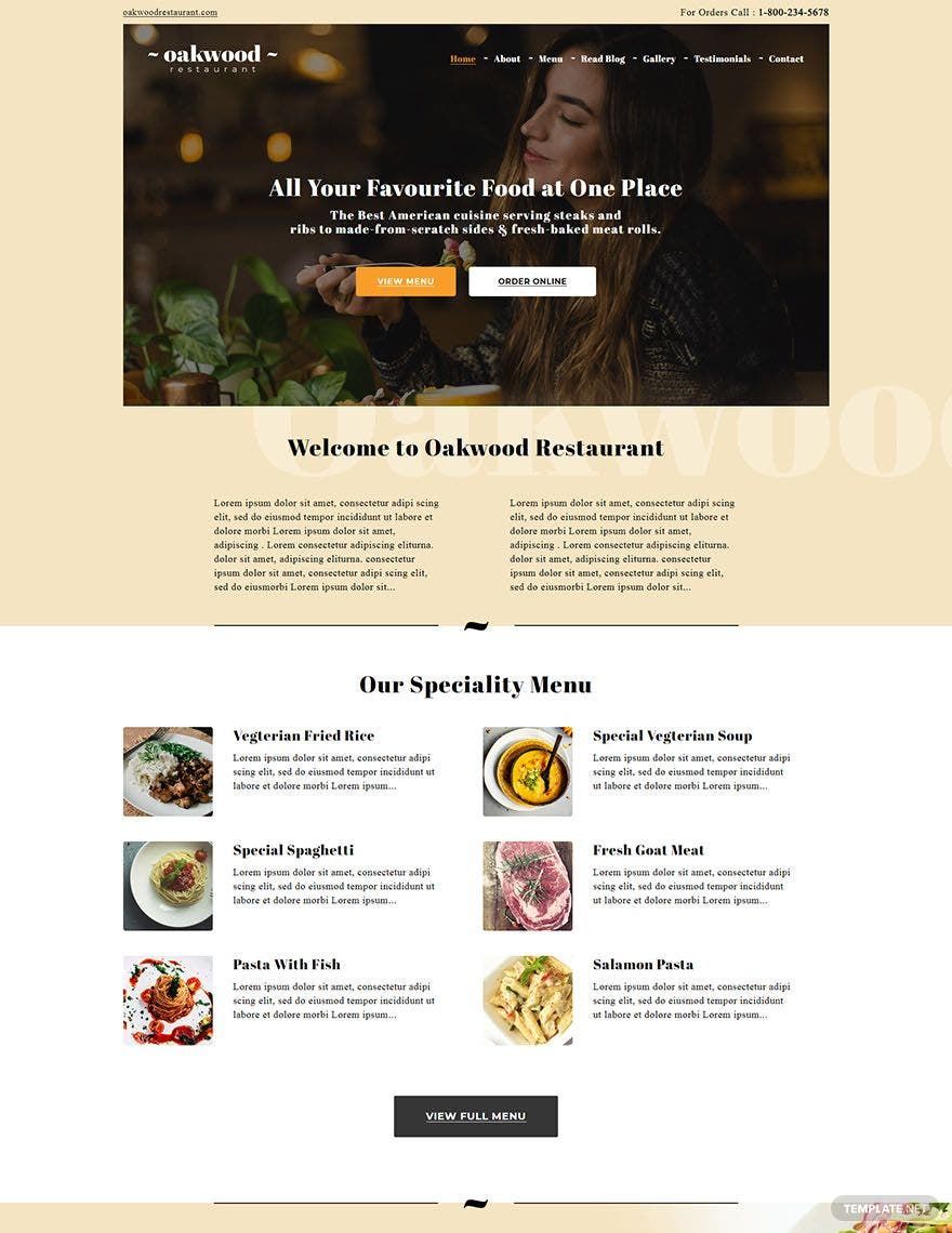 Free Restaurant Cafe WordPress Theme Template Download In Wordpress 