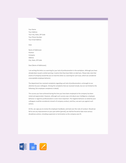 FREE Warning Letter for Dress Code Violation Template - Word (DOC ...