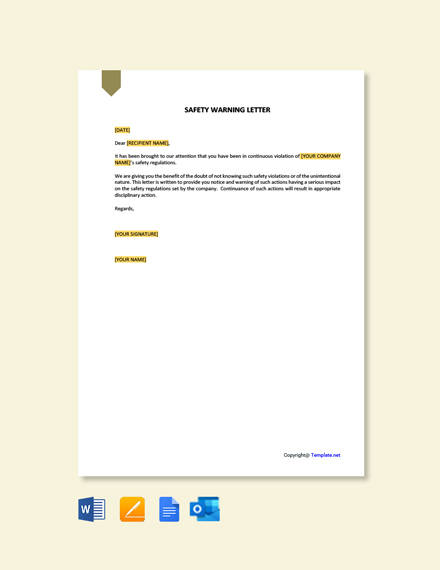 Safety Warning Letter Template in Google Docs, Word | Template.net