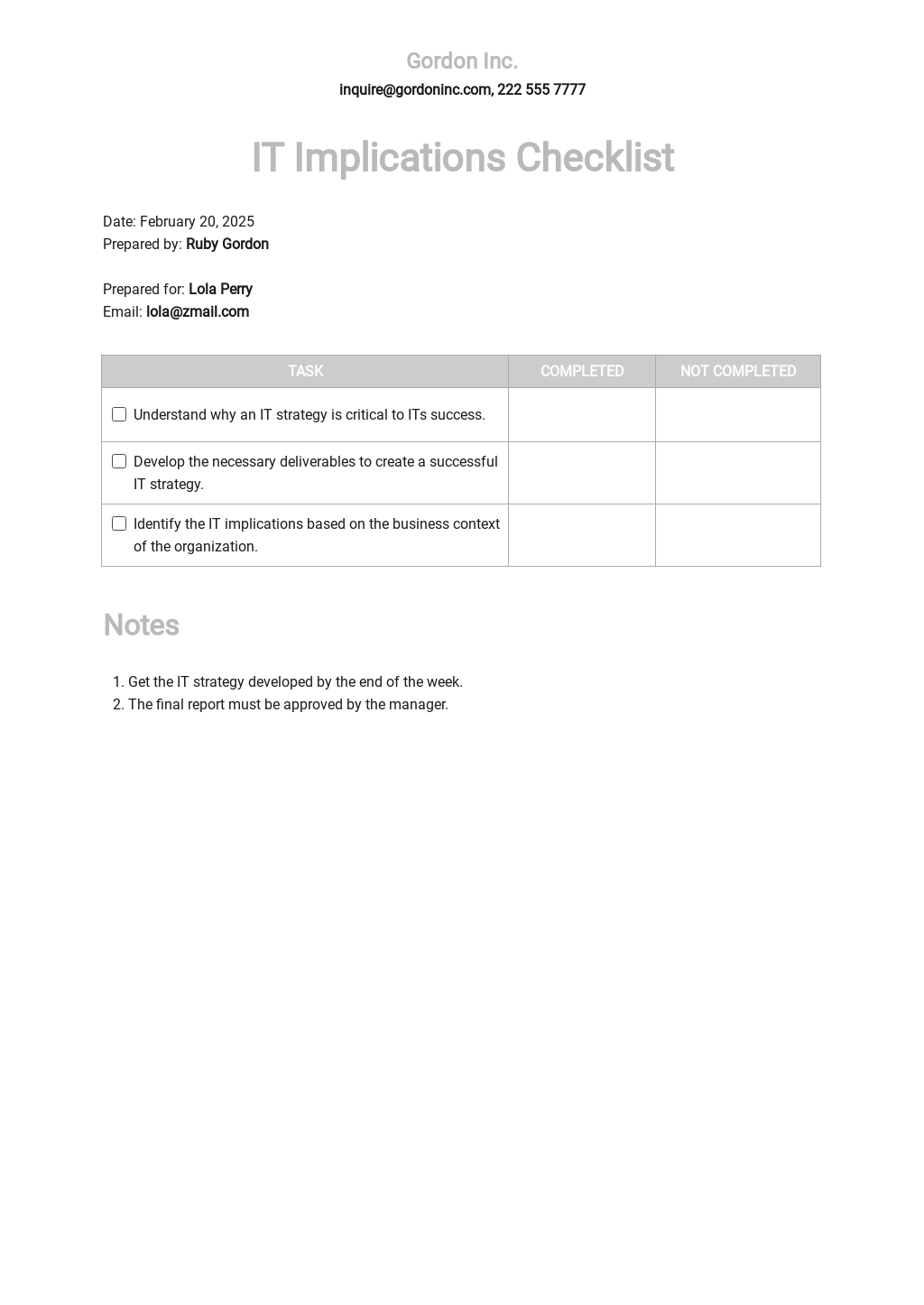 FREE IT And Software Checklist Template In Google Docs Template