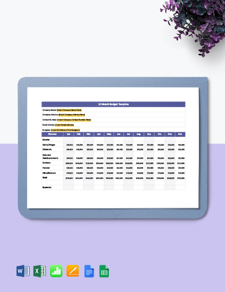 12 Month Budget Template Free PDF Word Excel Apple Pages 12-month-budget-template-free-pdf-word-excel-apple-pages