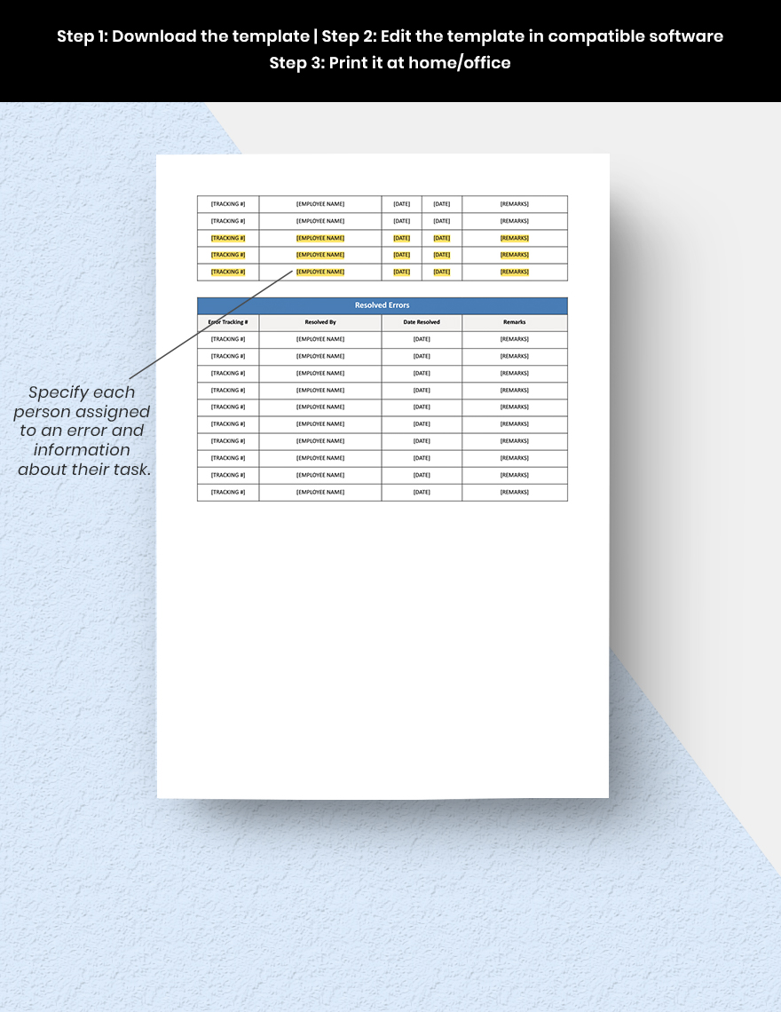 Error Log Template Google Docs Google Sheets Excel Word Apple Numbers Apple Pages 