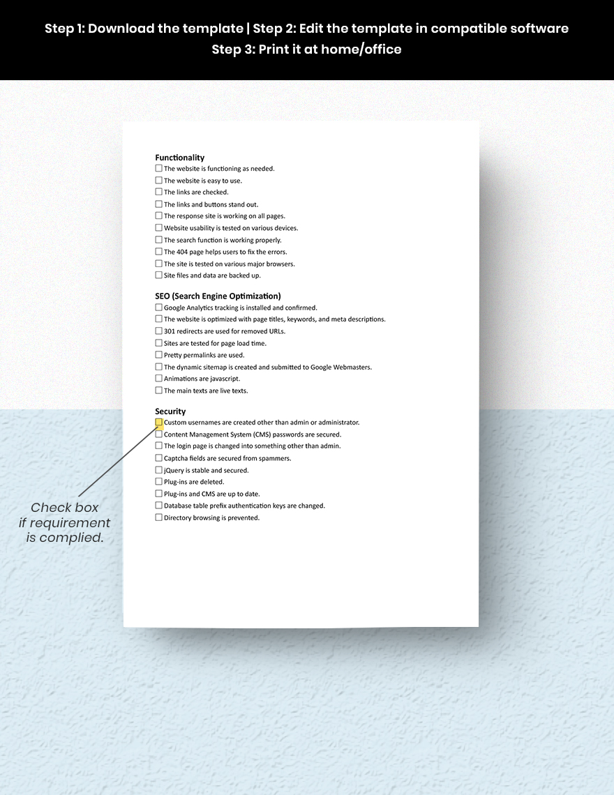 Web Development Checklist Template - Google Docs, Google Sheets, Excel, Word, Apple Numbers ...