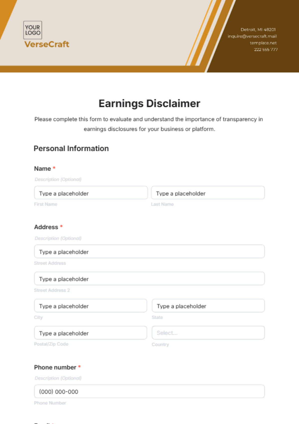 Free No Responsibility Disclaimer Template To Edit Online