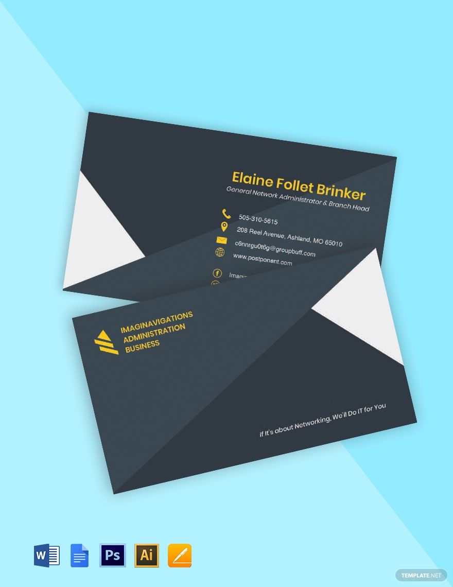 Network Administration Business Card Template Download In Word 