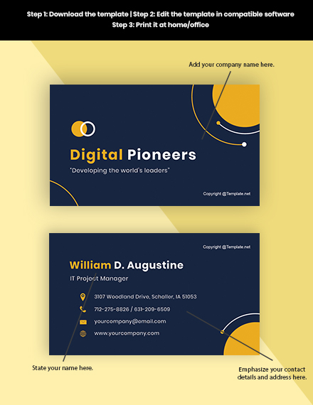 Sample Project Manager Business Card Template - Google Docs ...