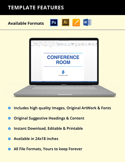 Conference Room Sign Template - Illustrator, Word, Apple Pages, PSD ...