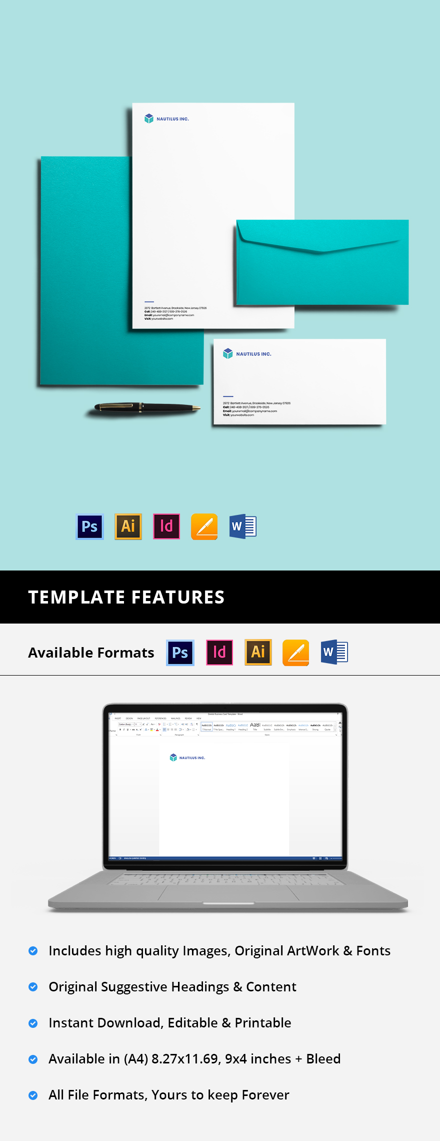 Free Simple IT & Software Envelope Template - Illustrator, InDesign ...