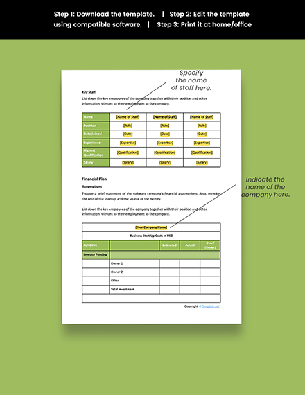 Sample Software Business Plan Template - Google Docs, Word, Apple Pages ...