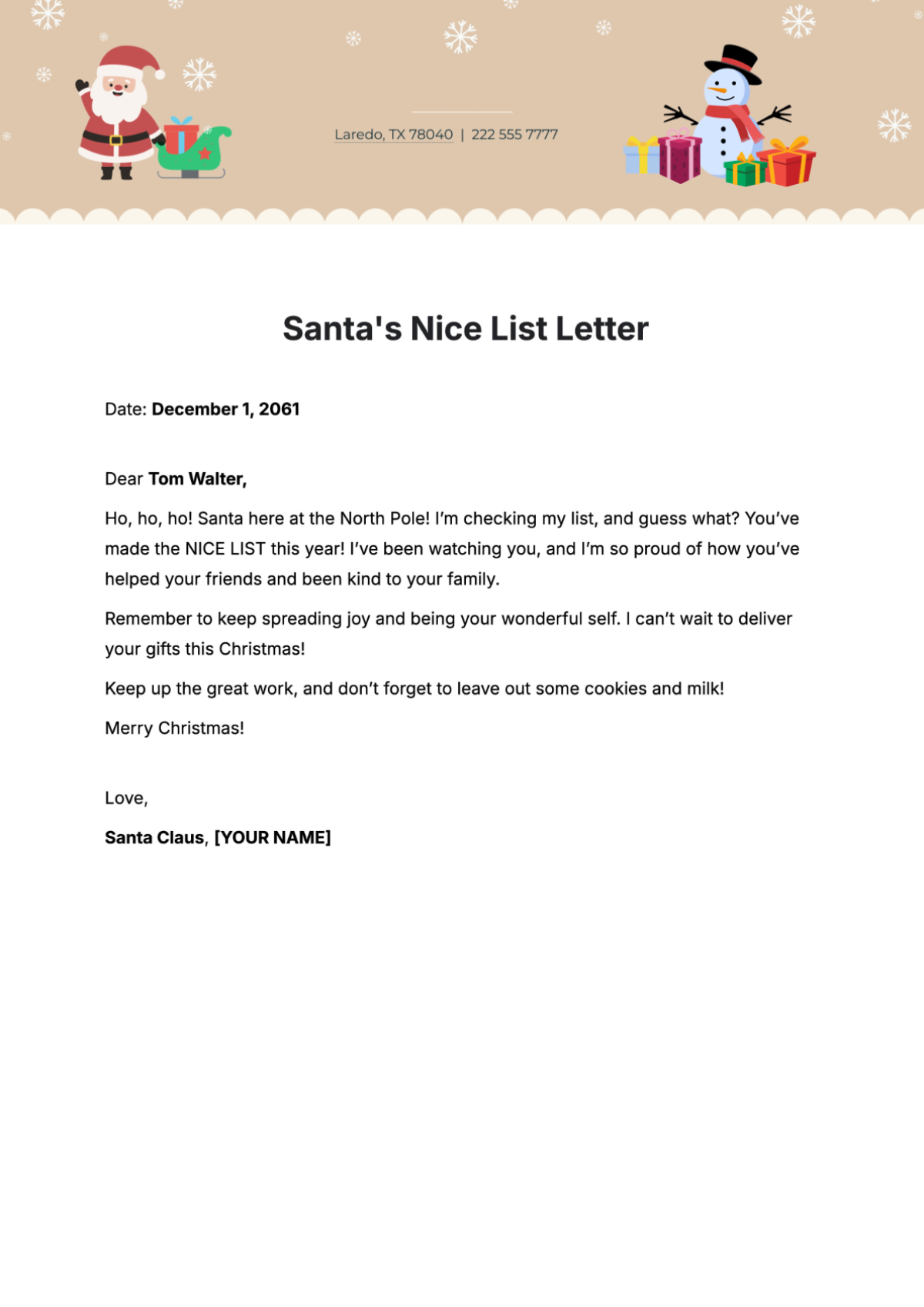 Free Santa Letter Templates Editable And Printable
