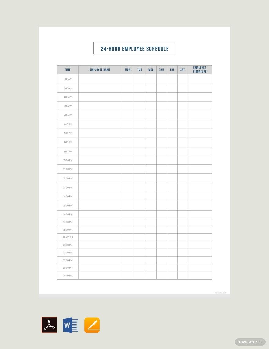 24 Hour Schedule Templates Documents Design Free Download 