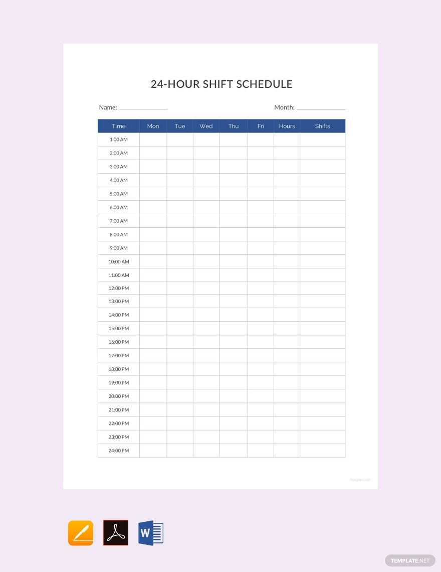 FREE 24 Hour Schedule Word Template Download Template
