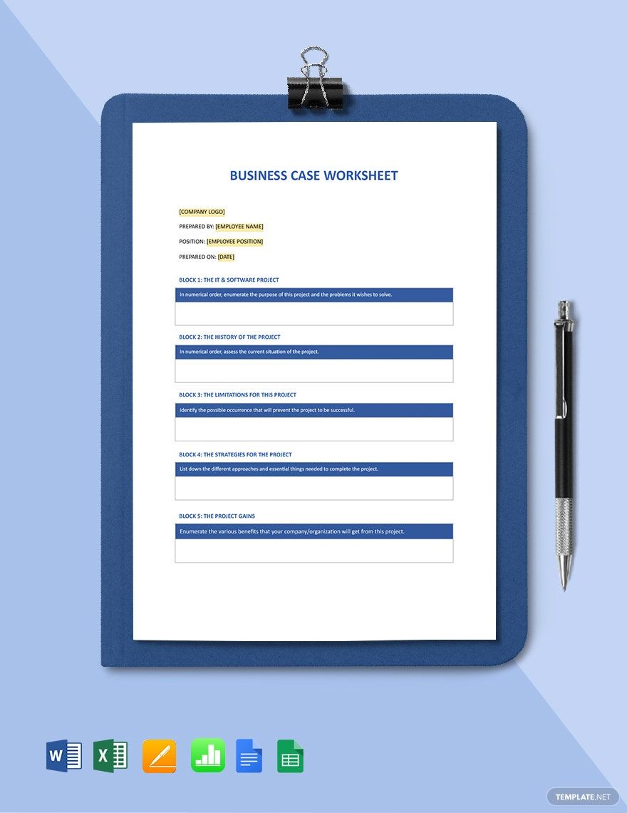 Business Case Worksheet Template Download In Word Google Docs Excel 