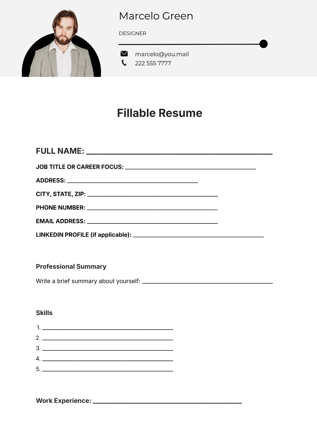 Free Blank CV Templates To Edit Online And Download Free Blank CV Templates To Edit Online And Download
