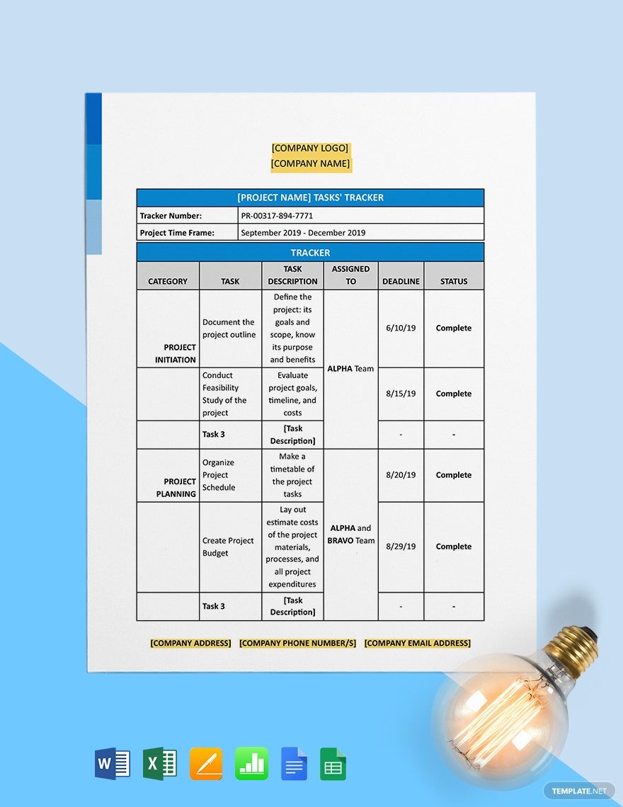Project Task Tracking Template Download In Word Google Docs Excel 