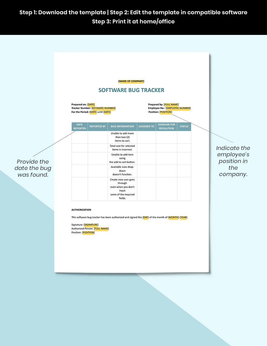 Software Bug Tracker Template In Excel Word Numbers Pages Google