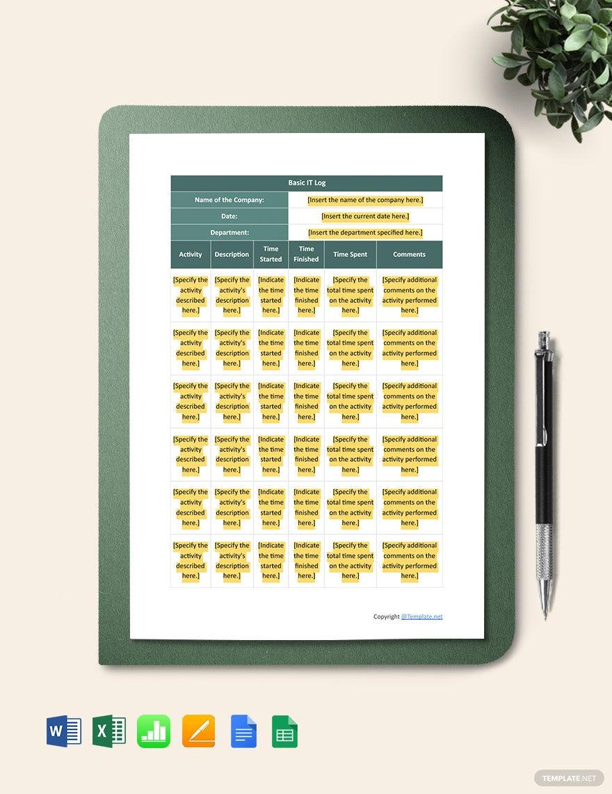 IT And Software Log Template In Excel FREE Download Template
