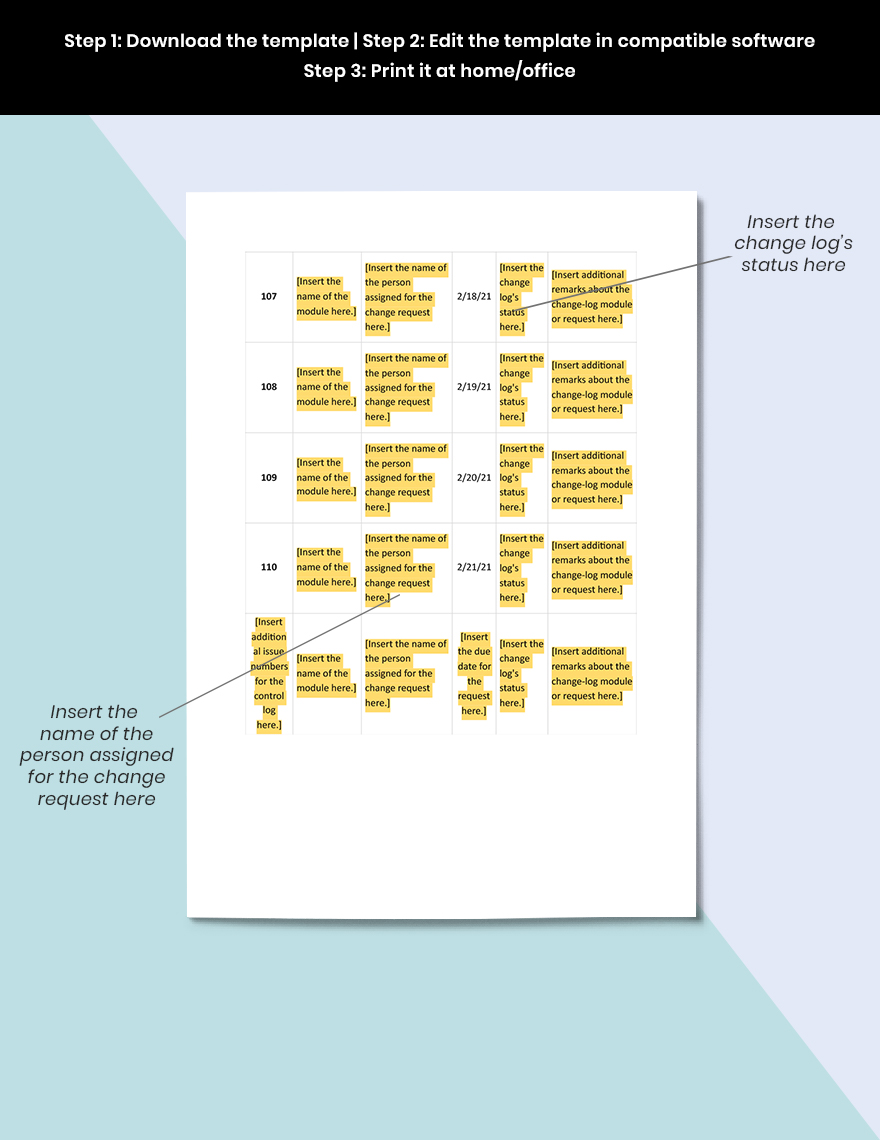 Change Control Log Template Download In Word Google Docs Excel Google Sheets Apple Pages 
