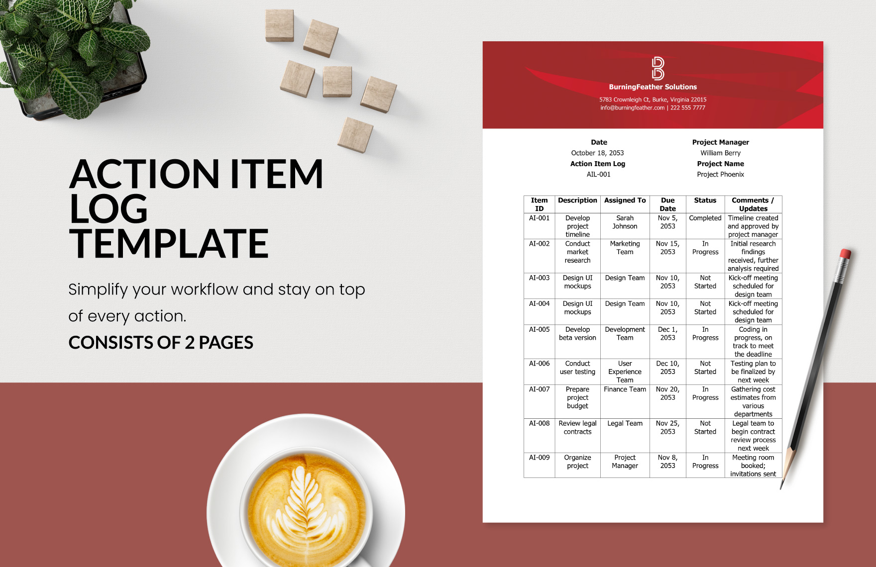 Action Item Log Template Download In Word Google Docs Excel PDF 