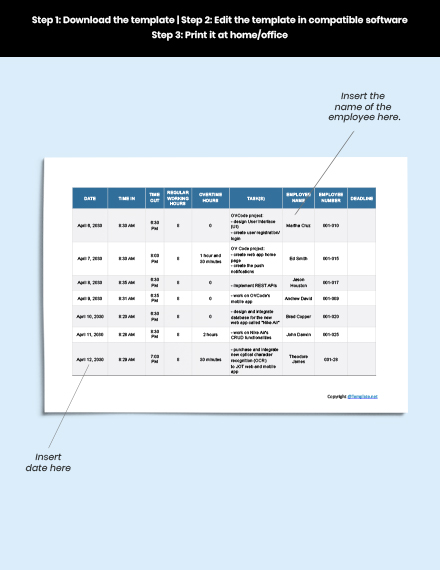 Sample IT & Software Time Sheet Template - Word | Excel | Apple Pages ...