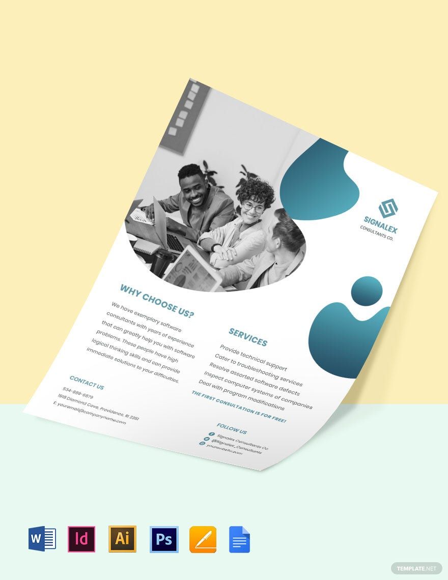 Creative Software Company Flyer Template - Illustrator, InDesign, Word ...