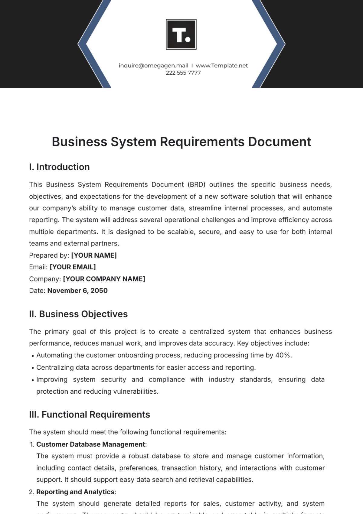 Free BRD Sample Template To Edit Online Free BRD Sample Template To Edit Online