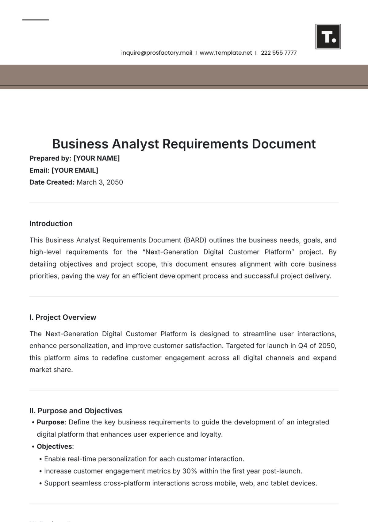 Free BRD Sample Template To Edit Online Free BRD Sample Template To Edit Online