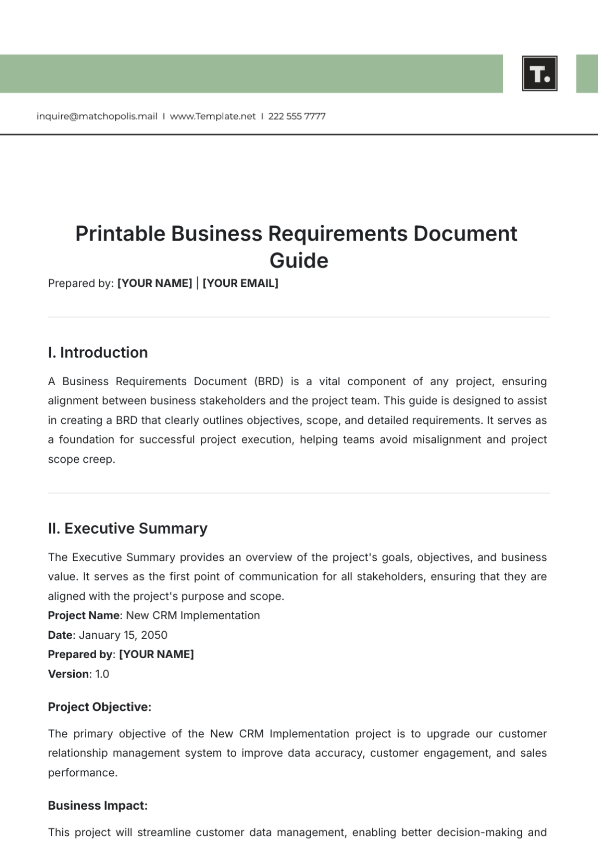 Free BRD Sample Template To Edit Online Free BRD Sample Template To Edit Online