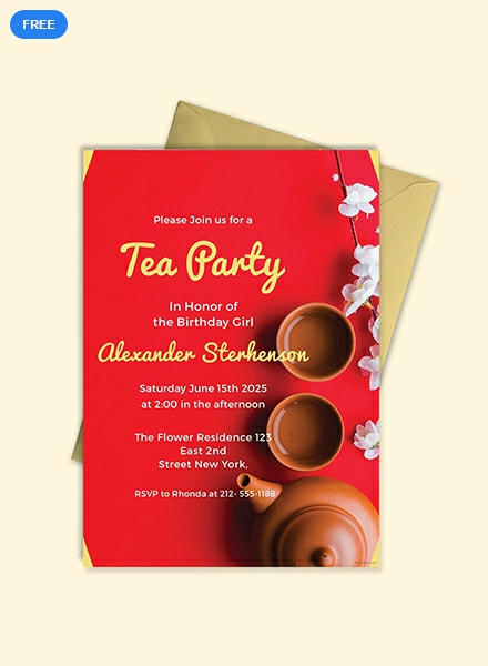 Simple Tea Party Invitation Template - Edit Online & Download Example ...